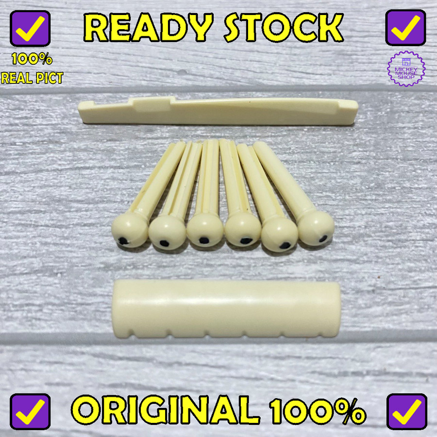 Jual Bridge Pins 6 Pcs Saddle Senar Nut Gitar Akustik Acoustic Guitar ...
