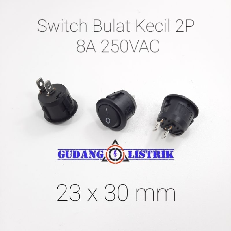 Jual Rocker Switch Saklar Tombol On Off Bulat Kecil 2 Pin 6A 250VAC ...