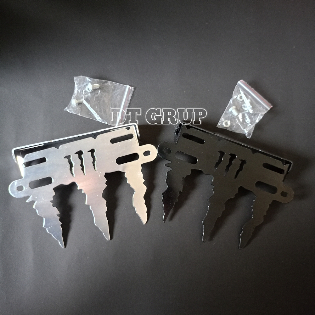 Jual Dudukan Plat Nomor Besi Model monster - universal silver dan black ...