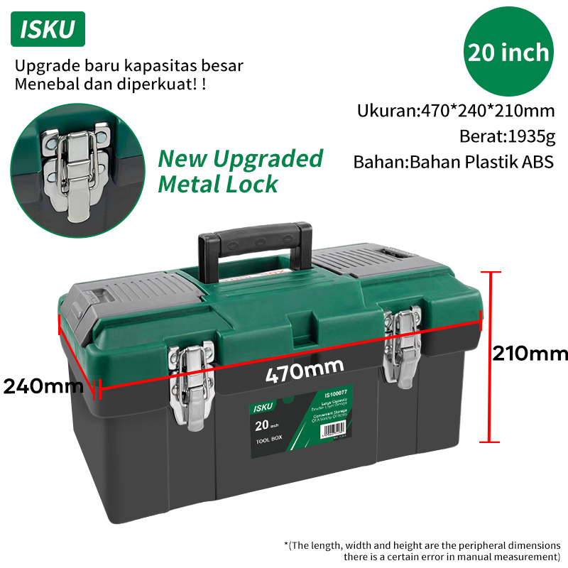 Jual ISKU Tool box besar plastik 14 15 17 18 19 20 inch toolbox kotak ...
