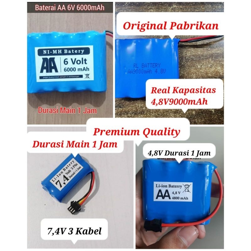 Jual Baterai Mobil RC 4,8V 3,6V 3,7V Tunggal 6V 7,2V 7,4V Batre ...
