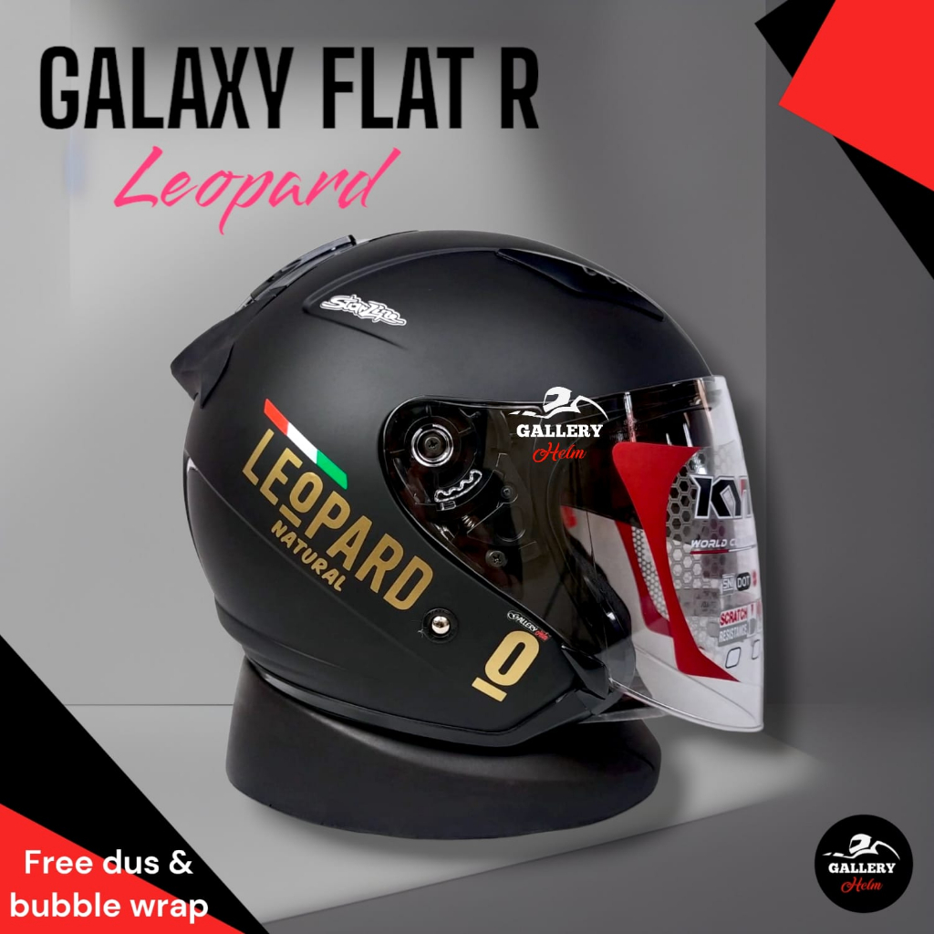 Jual KYT GALAXY FLAT R HITAM DOFF LEOPARD / HELM KYT HALF FACE | Shopee ...