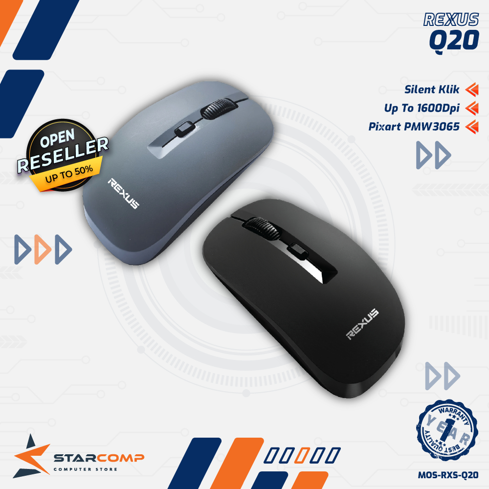 Jual Rexus Q20 Office Mouse Wireless Silent Q 20 | Shopee Indonesia