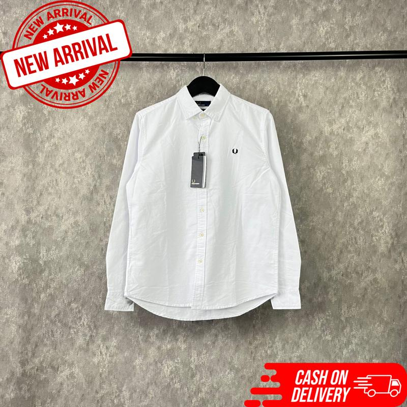 Jual [ HIGH QUALITY ] Kemeja Fred Perry Polos Pria Kemeja Putih Kemeja ...