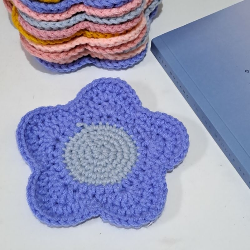 Jual Flower Coaster Crochet / Tatakan Gelas Rajut / Tatakan Aesthetic ...