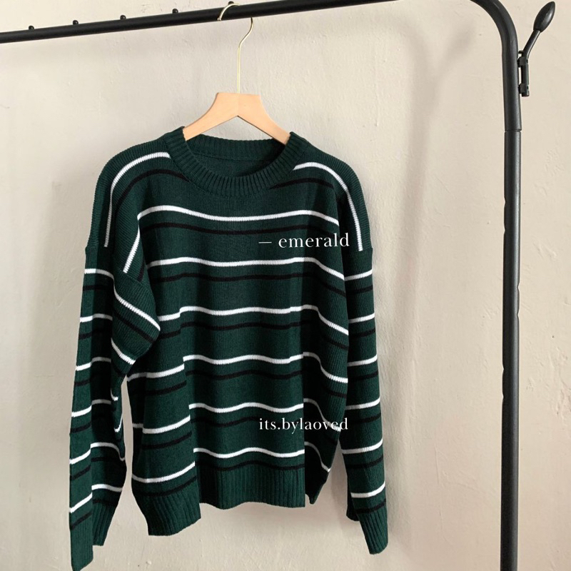 Jual ALICE SWEATER STRIPE KNITWEAR/ATASAN RAJUT WANITA | Shopee Indonesia