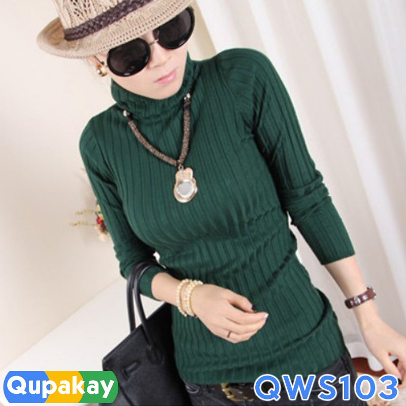 Jual Sweater Wanita Cewek Korea Turtle Neck Cotton Rajut Halus Kualitas Premium QWS103 | Shopee ...