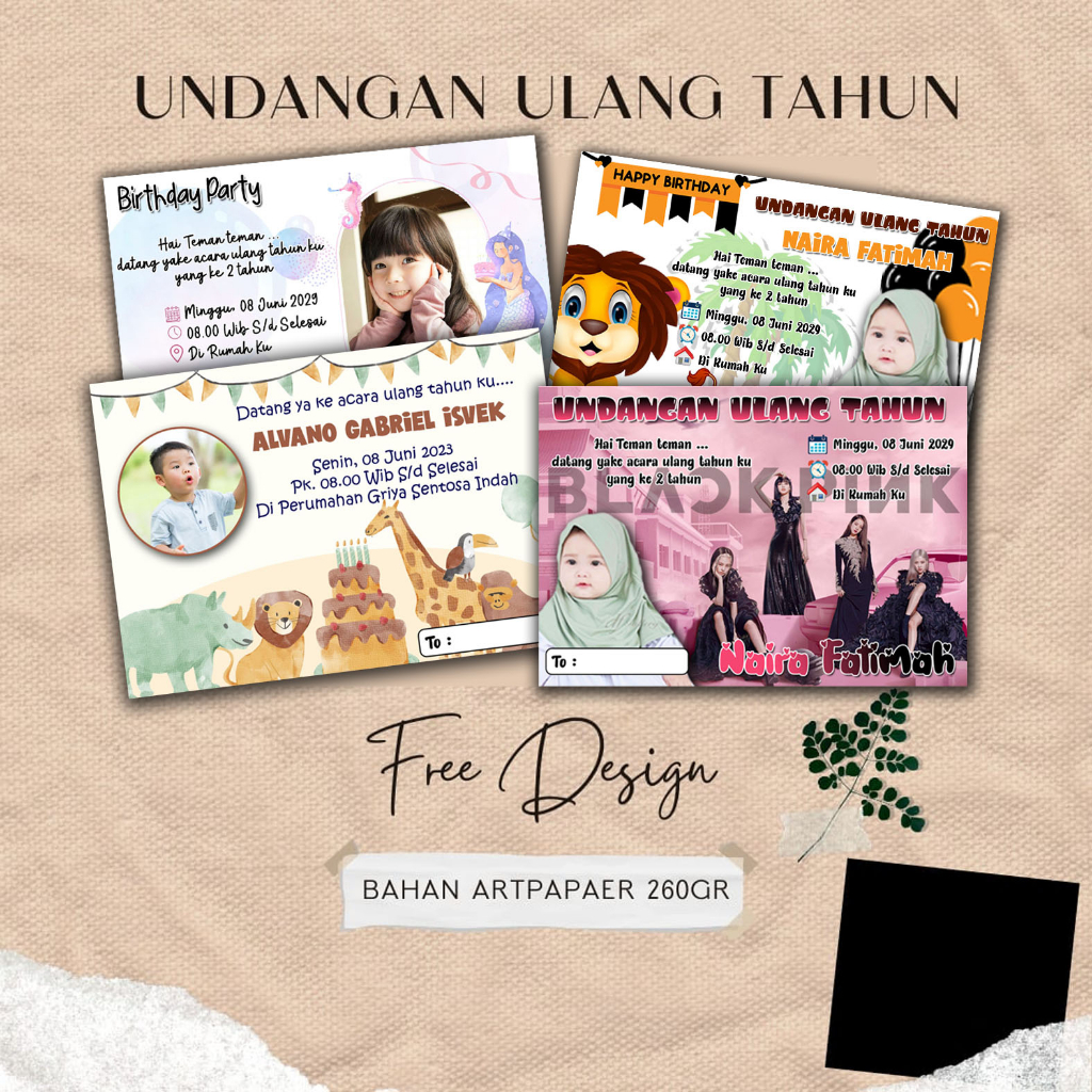 Jual UNDANGAN Ulang Tahun Anak Karakter Custom Lucu Kartu undangan ...