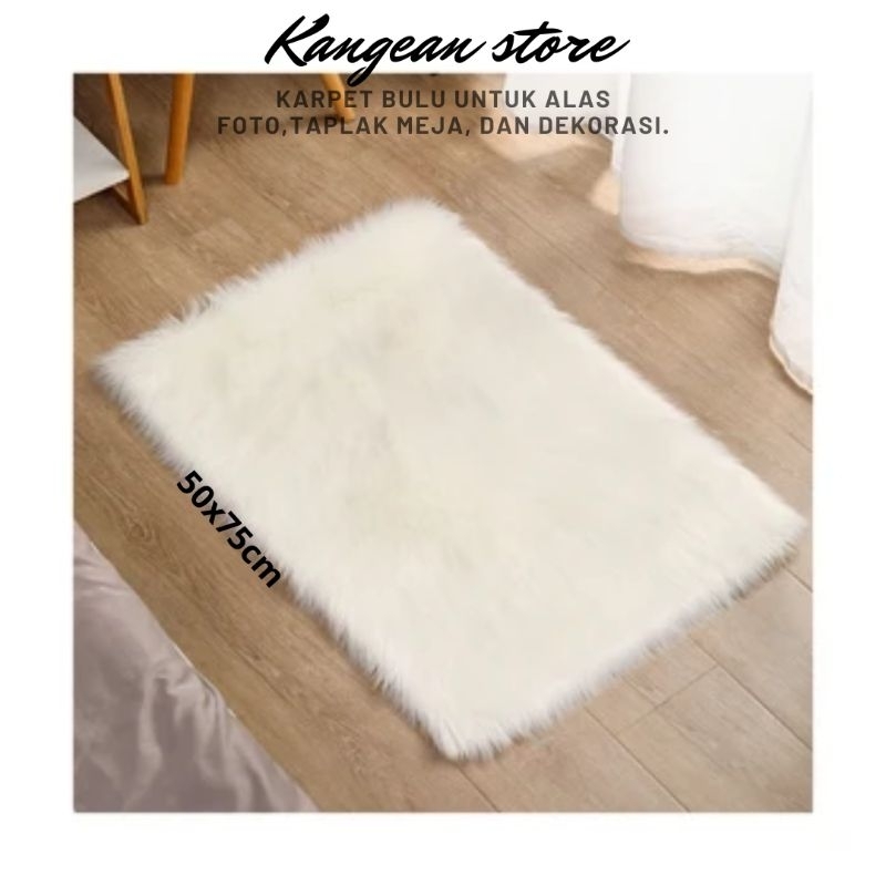 Jual Karpet Bulu Korea putih Alas foto background foto produk Kain bulu ...