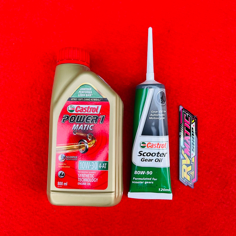 Jual OLI MESIN CASTROL POWER 1 MATIC 0.8L + CASTROL SCOOTER GEAR 120ML (ORIGINAL CASTROL 100% ...
