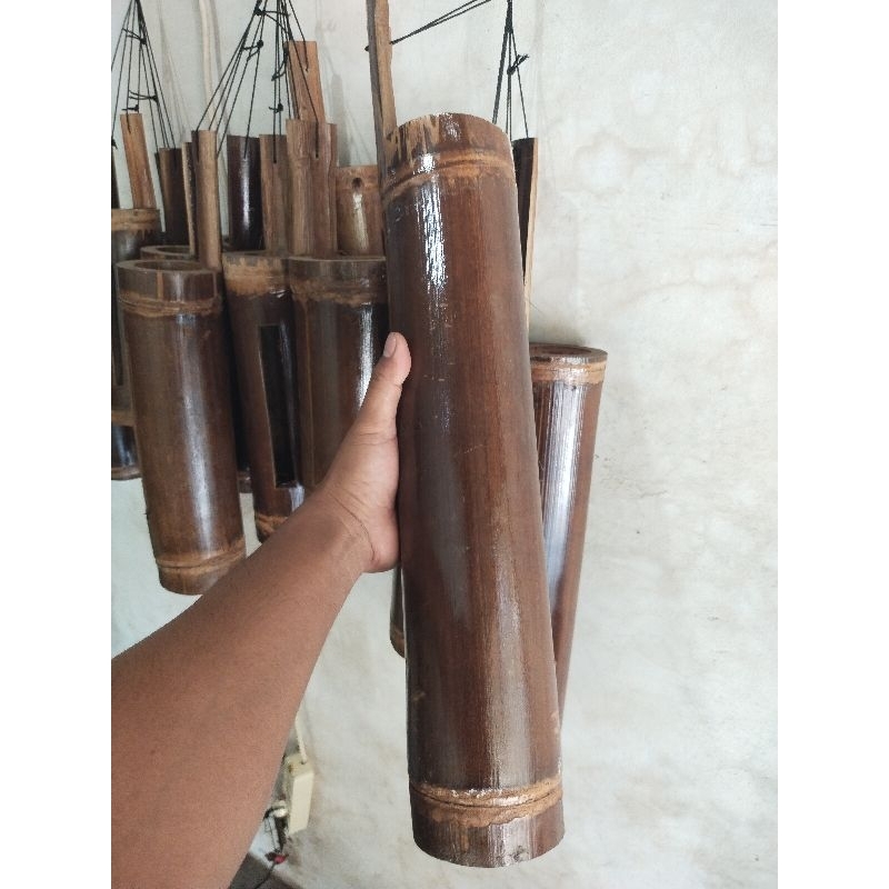 Jual kentongan bambu Wulung besar vernis plitur lengkap pemukul ...