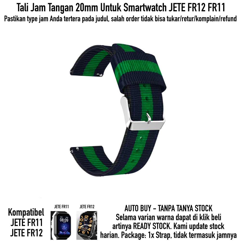 Jual Tali Jam Tangan Smartwatch Jete FR12 FR11 - Strap 20mm Nilon ...
