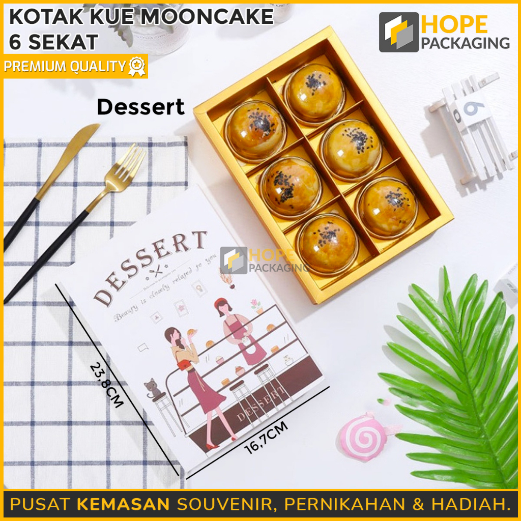 Jual Kotak Box Kue Mooncake / Box Kue Nastar 6 Sekat / Kotak Mooncake ...