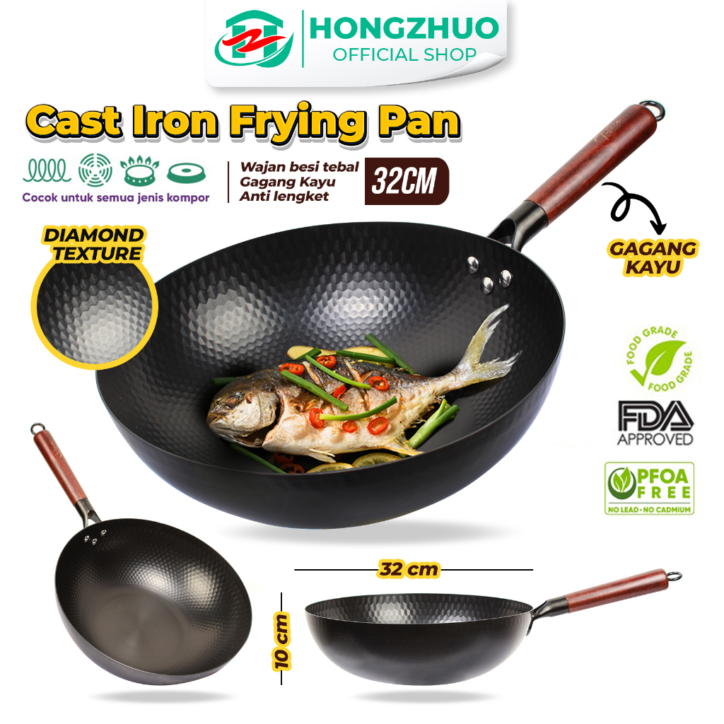 Jual Tifale by Hongzhuo Wajan Penggorengan Anti Lengket Batu Medis Ukuran 32 CM Diamond Wok Pan ...