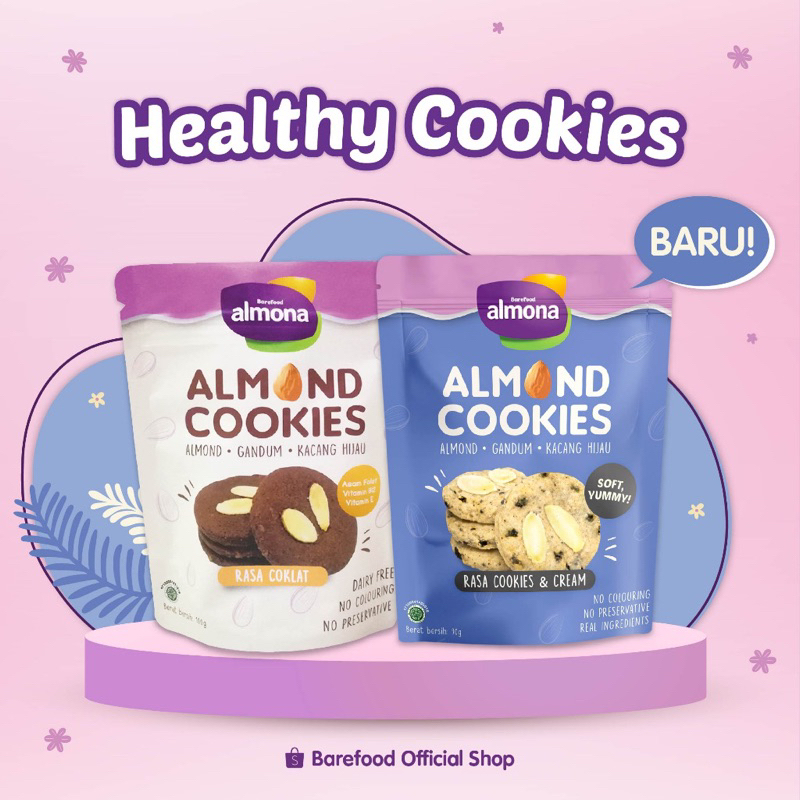 Jual Almona Almond Cookies Vegan Friendly / Kukis Almond Sehat Non ...
