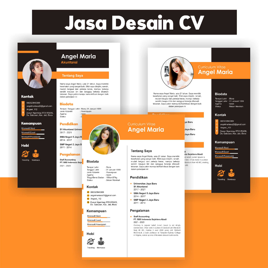 Jual Jasa Pembuatan CV , Desain CV , Curriculum Vitae , Custom CV , Design CV , Resume , Riwayat ...