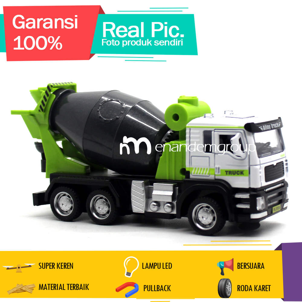 Jual Diecast Miniatur Mainan Mobil Truk Molen Konstruksi Besi Bersuara ...