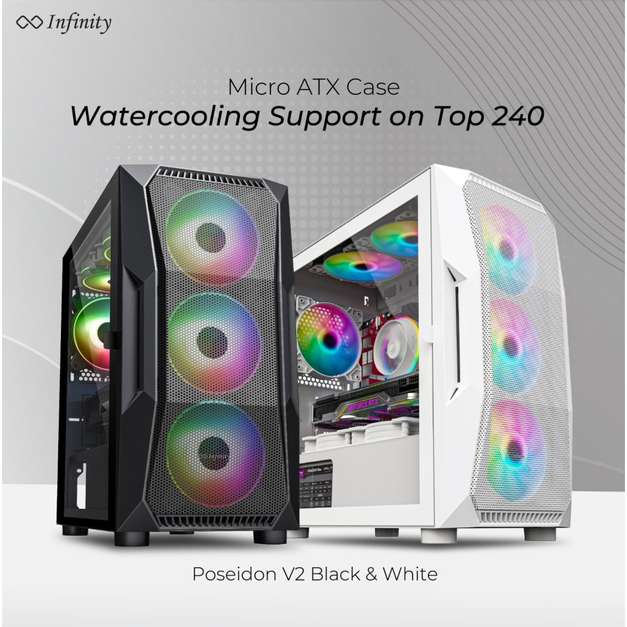 Jual PC Case Gaming Infinity Poseidon V2 M-ATX Tempered Glass 3 Fan RGB ...