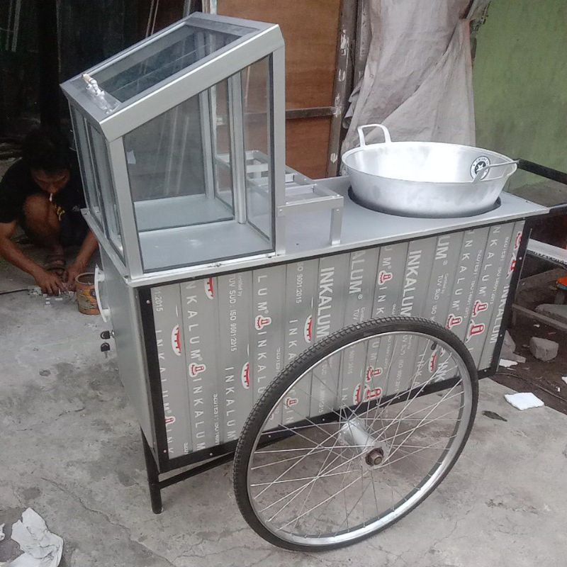 Jual Rombong etalase kaca aluminium Tahu bulat ( gerobak ) | Shopee ...