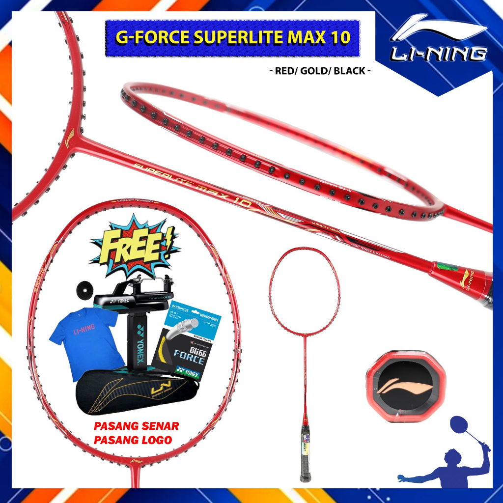 Jual Raket Badminton LINING G Force Superlite Max 10 Dark Red Gold ...