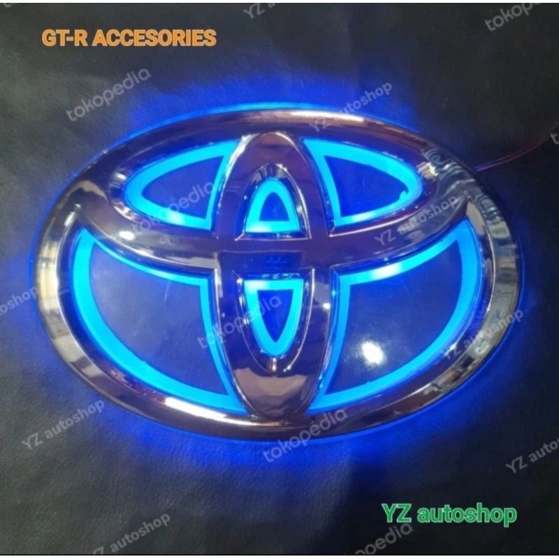 Jual Emblem Logo Lampu LED Biru TOYOTA 15x10.2 cm 12v (Chrome) | Shopee ...