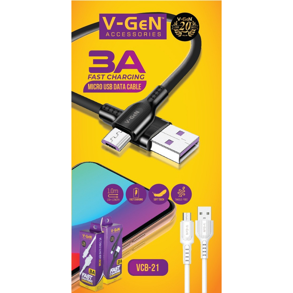 Jual Kabel Data Micro USB V-GeN VCB-21 Fast Charging 3A Vgen 1 Meter ...