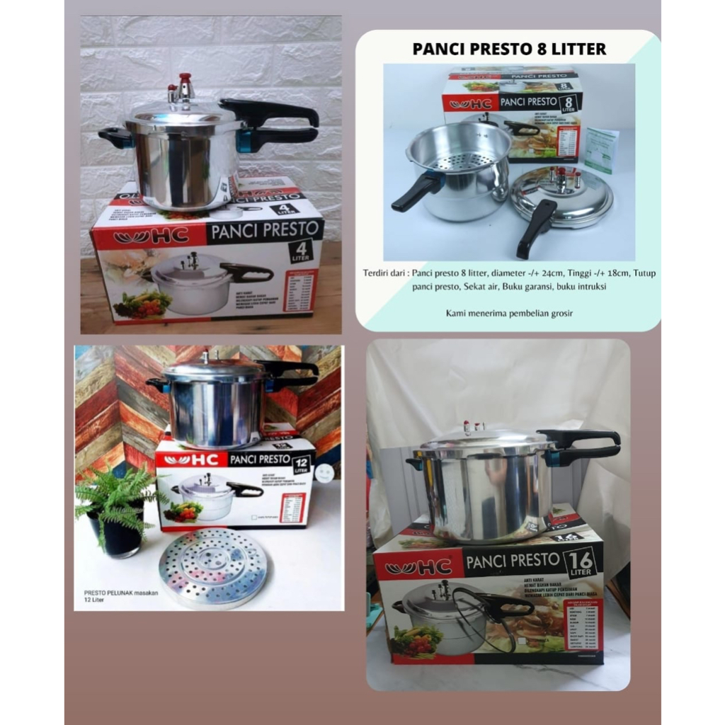 Jual [DK] Panci Presto HC 4 Liter | 8 Liter | 12 Liter Serbaguna | 4L | 8L | 12L | Shopee Indonesia