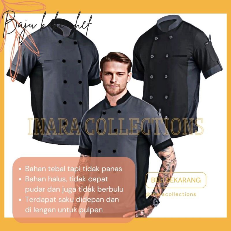 Jual Baju Seragam Koki Jacket Chef lengan pendek untuk pria wanita ...