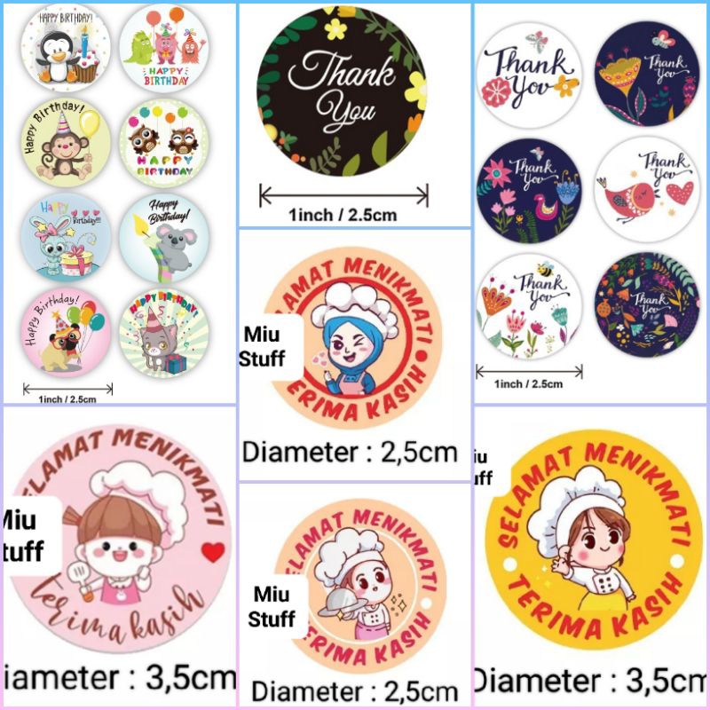 Jual Lebel Sticker Thank You Stiker Terima Kasih Happy Birthday Lucu ...
