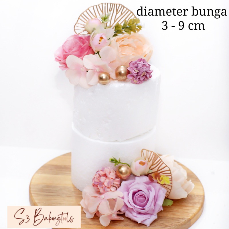 Jual Cake Topper hiasan kue artificial Flower luxury garden set | Shopee Indonesia