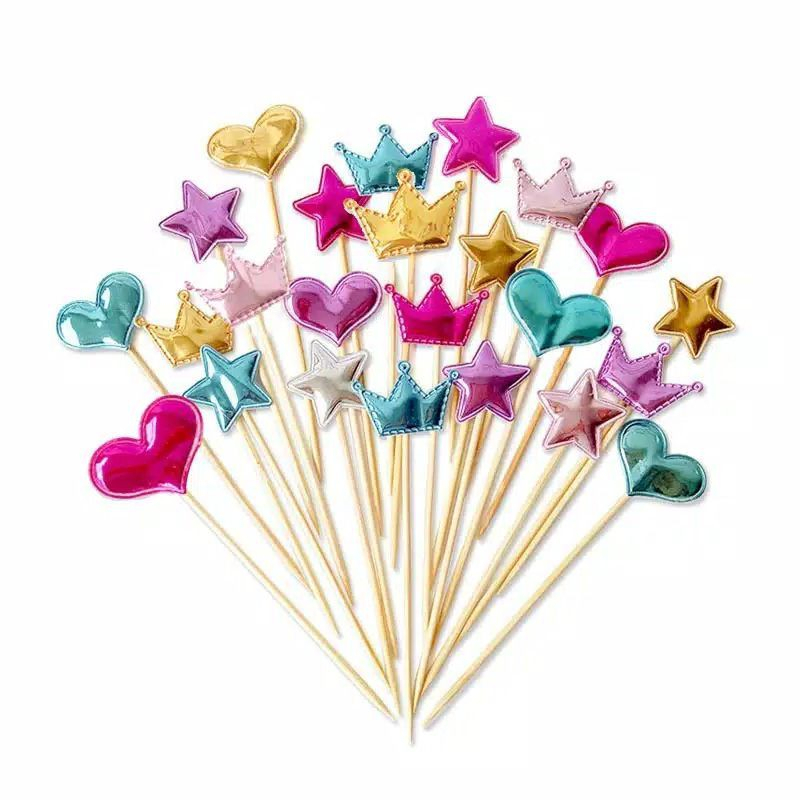 Jual |J.A| TUSUKAN PAJANGAN KUE BENTUK LOVE , BINTANG DAN MAHKOTA / TUSUKAN TOPPER CAKE BIRTHDAY ...