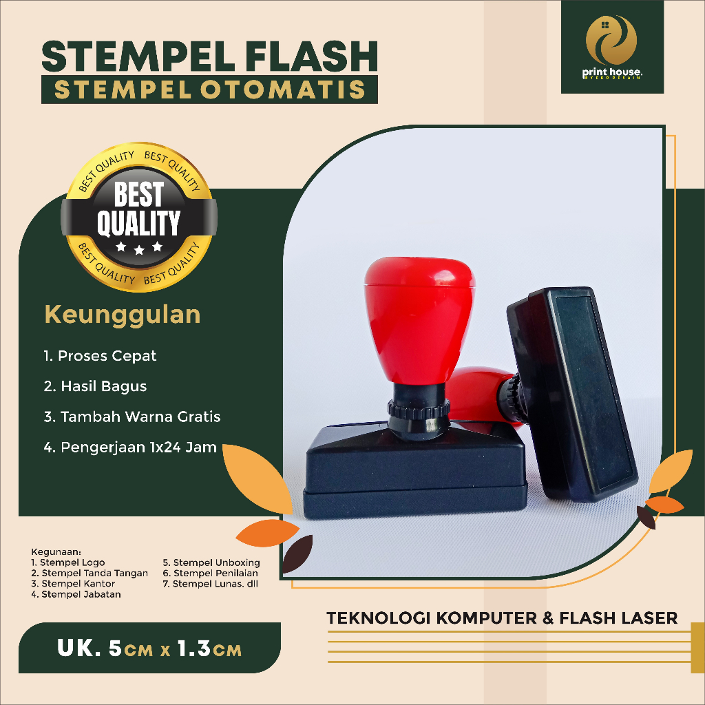 Jual STEMPEL FLASH UKURAN 5CM X 1,3CM, STEMPEL OTOMATIS, STEMPEL CUSTOM ...