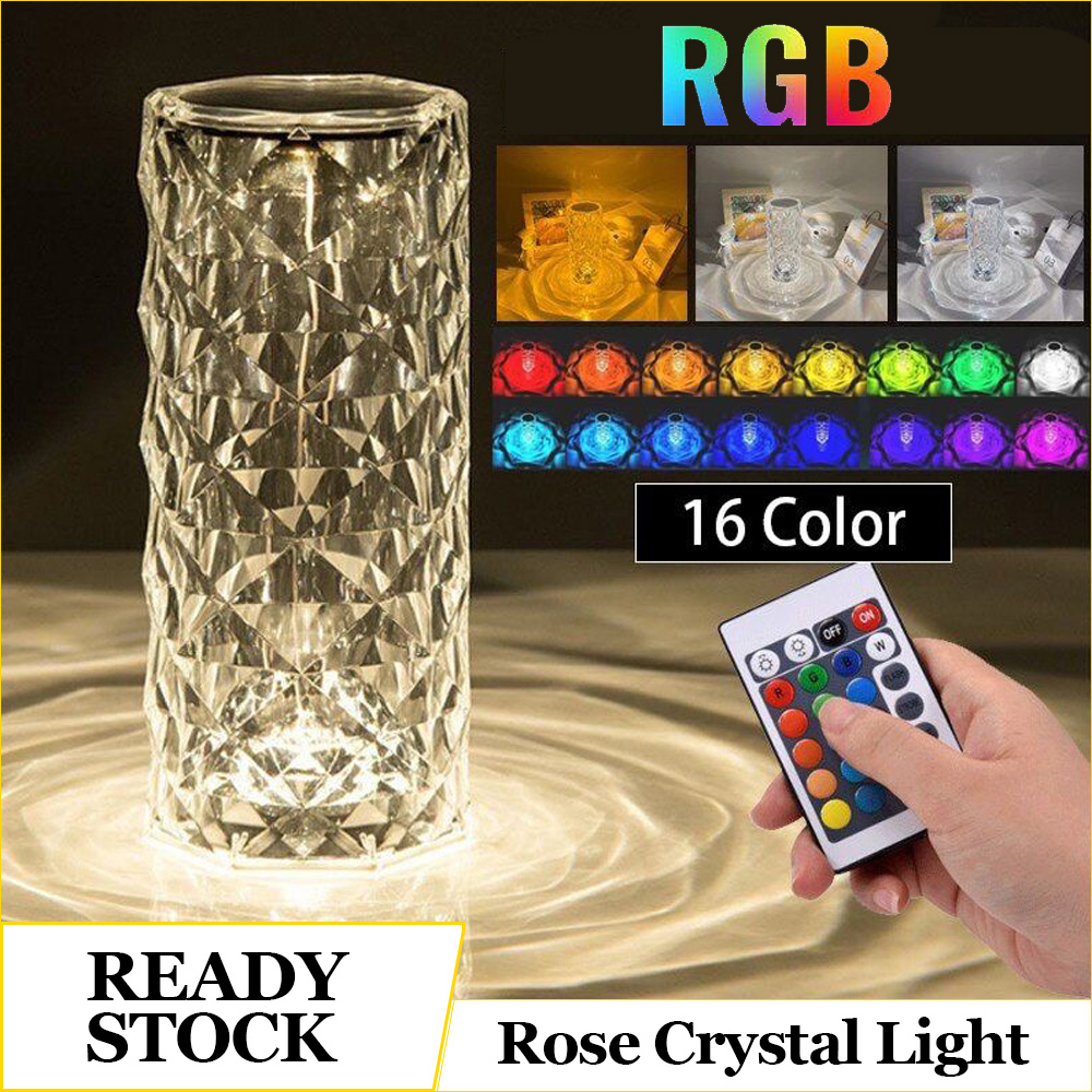 Jual USB Isi Ulang Lampu Meja Kristal RGB 16 Warna LED Suasana Lampu ...