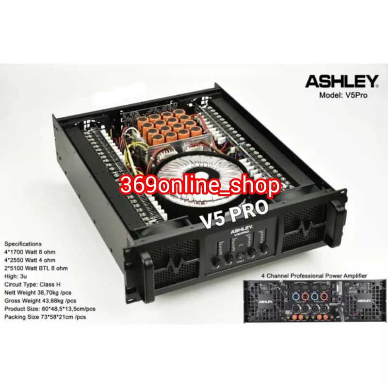 Jual Power Amplifier 4 channel Ashley v5pro original power 4 channel ...