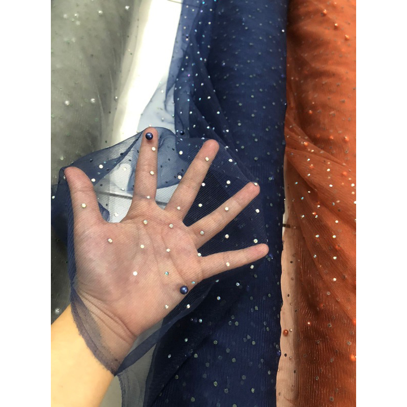 Jual kain tile swarovski mutiara | tile manik | tille gliter | kain ...