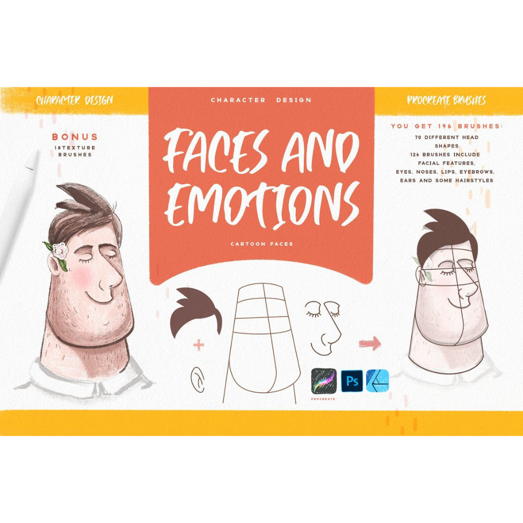 Jual Procreate Brush - Faces & Emotions Procreate Brush | Digital ...