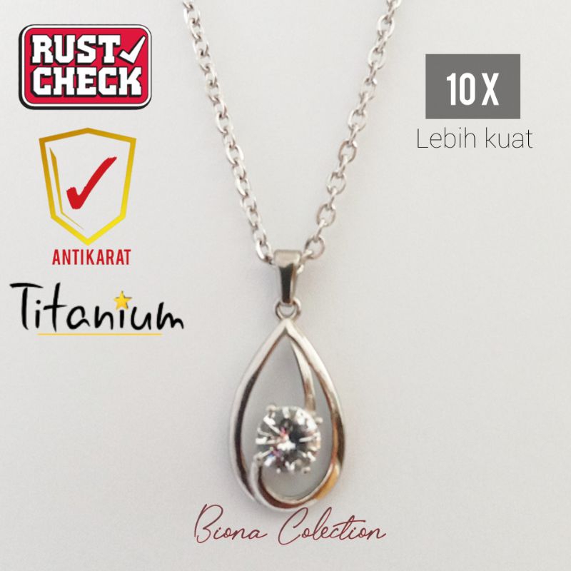 Jual Titanium Rantai Nuri Silver wanita Plus liontin Candi Model ...