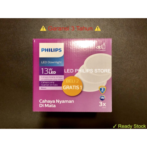 Jual PHILIPS DOWNLIGHT LED PAKET BELI 2 GRATIS 1 MESON 13W 13WATT 13 W 13 W - Kuning 3000K ...