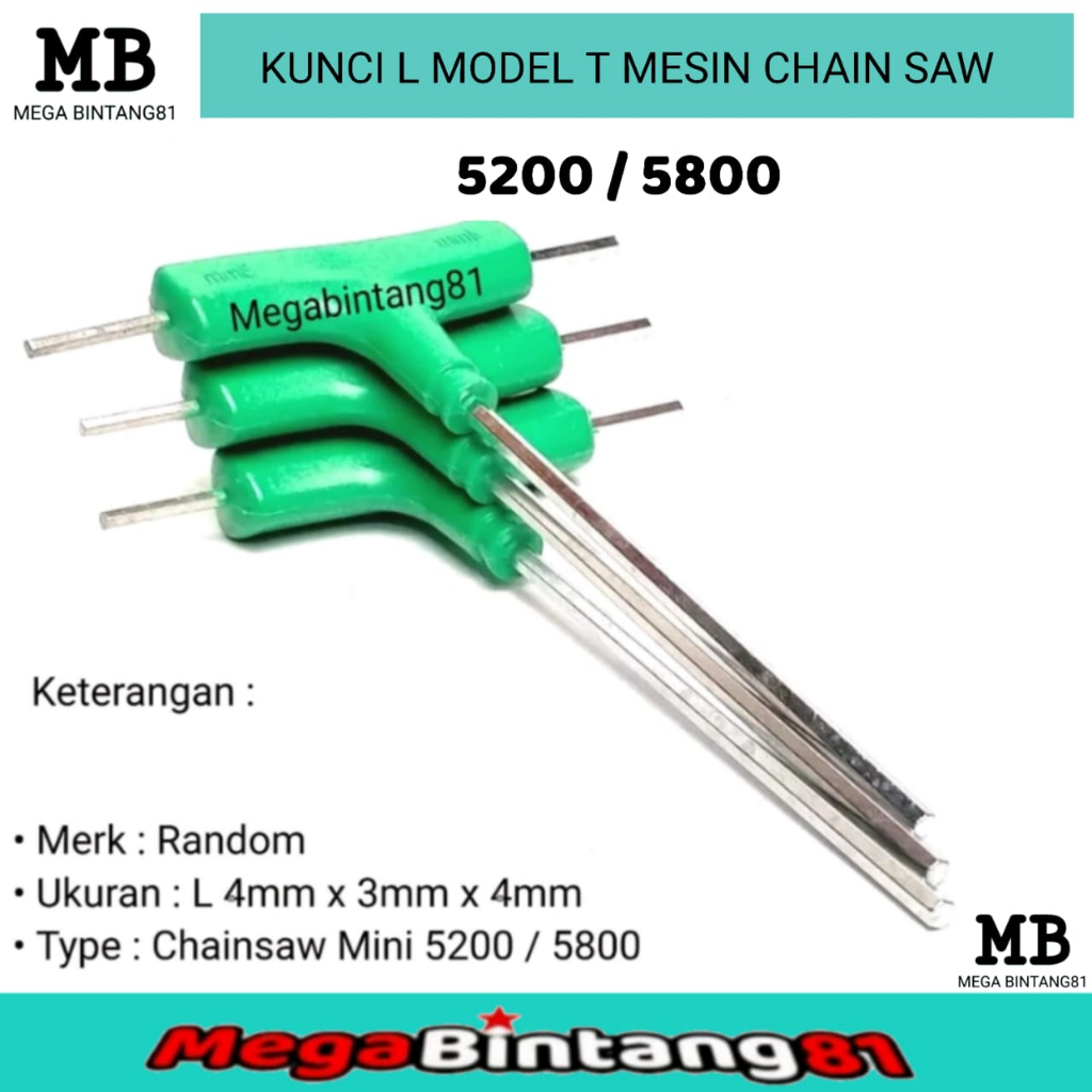 Jual Kunci L model T mesin chainsaw 3 mata 5200 5800 | Shopee Indonesia