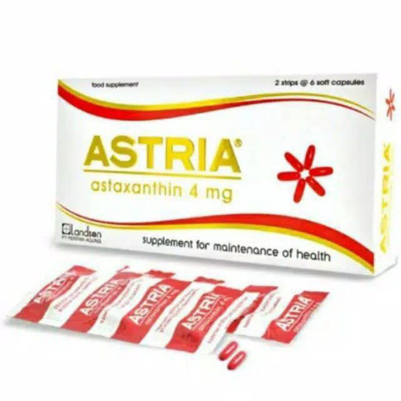 Jual Astria Natural Astaxanthine 4 MG 12 Kapsul (2 x 6 softgel ...