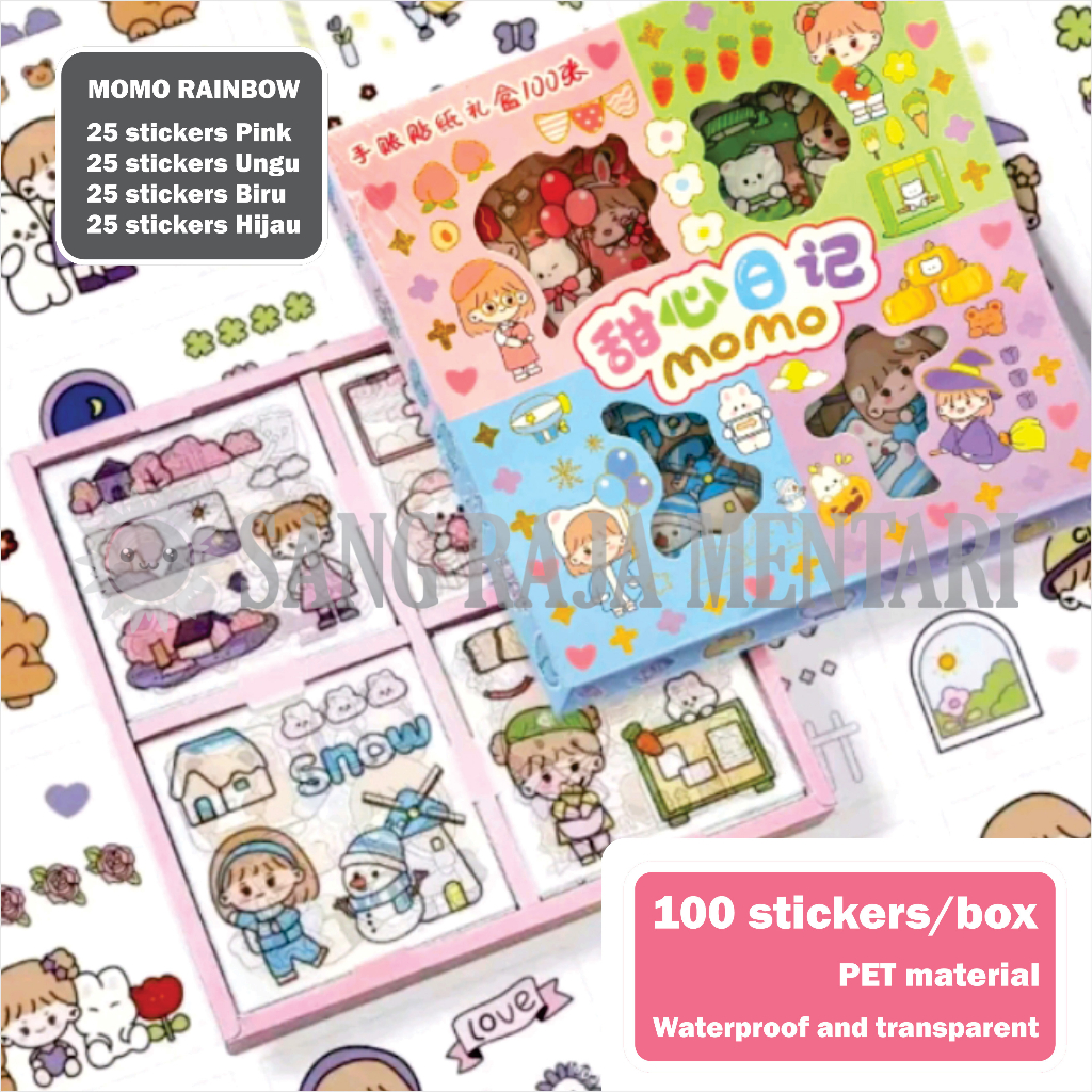 Jual Sticker Momo Waterproof Dapat Box isi 100 Lembar Stiker | Shopee ...