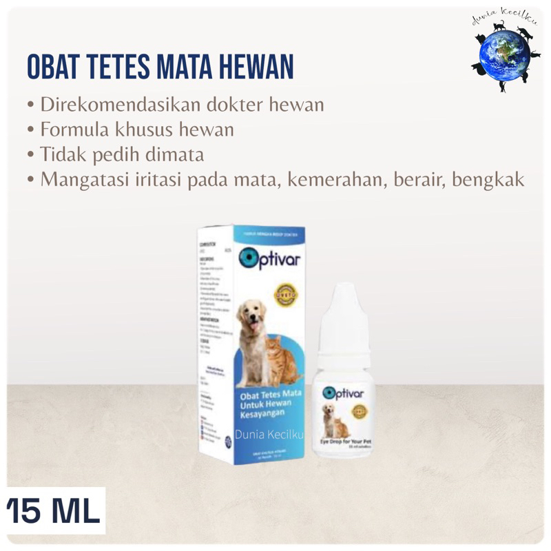 Jual Optivar Obat Tetes Mata Anjing Kucing Vet Recommended 15 ML ...