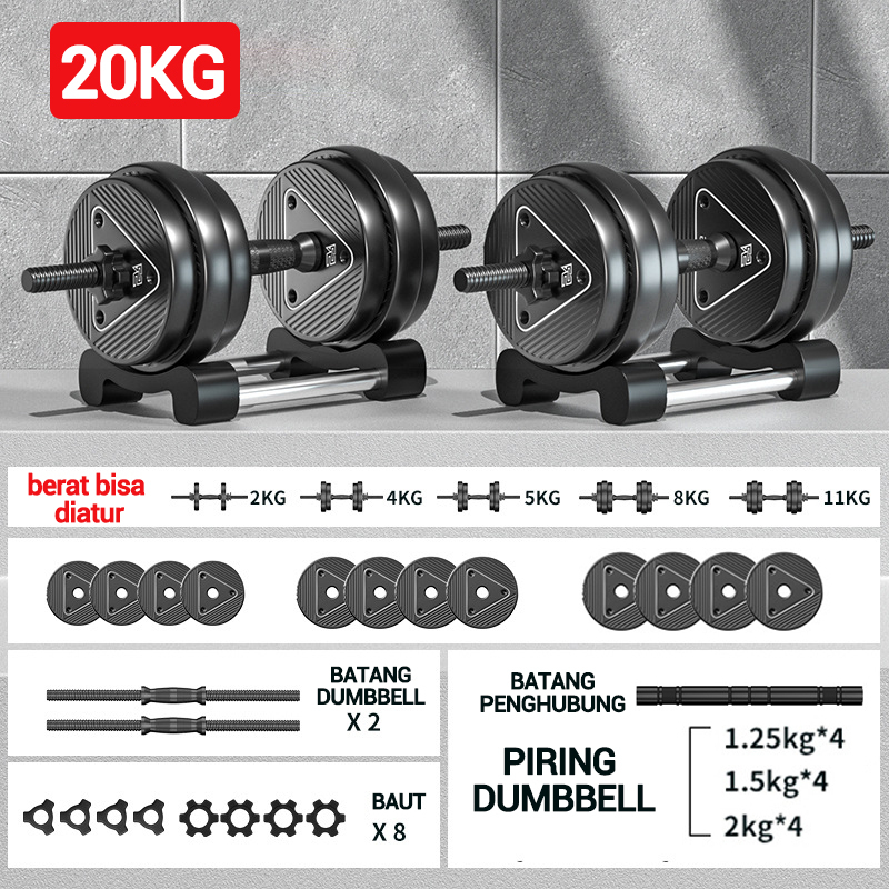 Jual Dumbell set 20KG / 20KG Barbel / Alat Angkat Beban / Alat Fitness Rumah | Shopee Indonesia
