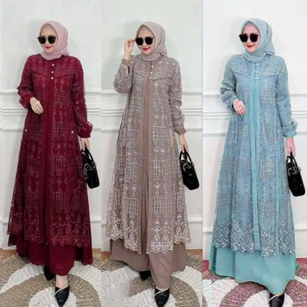 Jual HAYYA MAXY DRESS - Gamis Ceruty Babydoll Mix Brokat - Kondangan ...