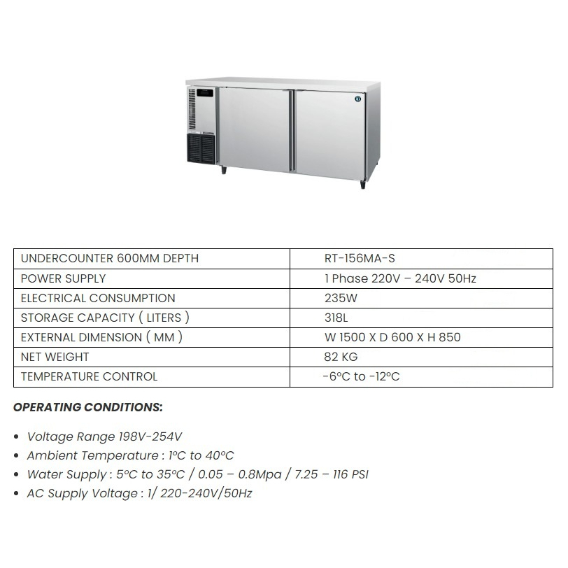 Jual Hoshizaki RT-156MA-S Undercounter Chiller 2 Pintu Lebar 60 Cm ...