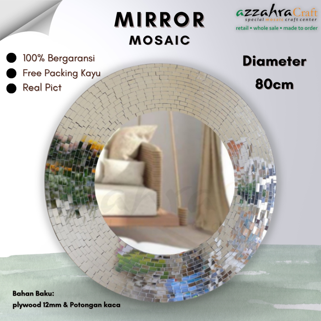 Jual Kaca Cermin Bulat Mozaik Rias Make Up Dekorasi Dinding Aesthetic ...
