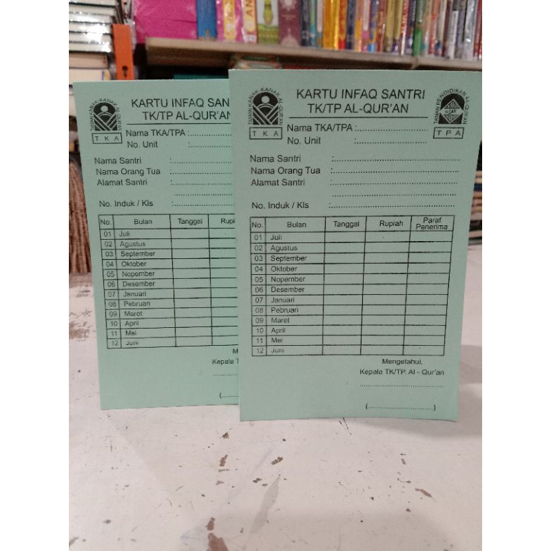 Jual Kartu Infaq Santri(kis) Untuk TKA/TPA Isi 50 lembar | Shopee Indonesia