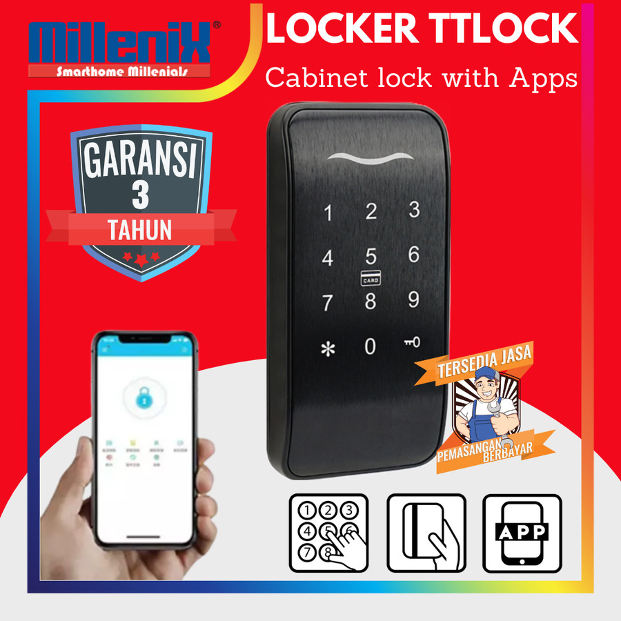 Jual KUNCI LOCKER CABINET PERSEGI PASSCODE MILLENIX APLIKASI TTLOCK ...