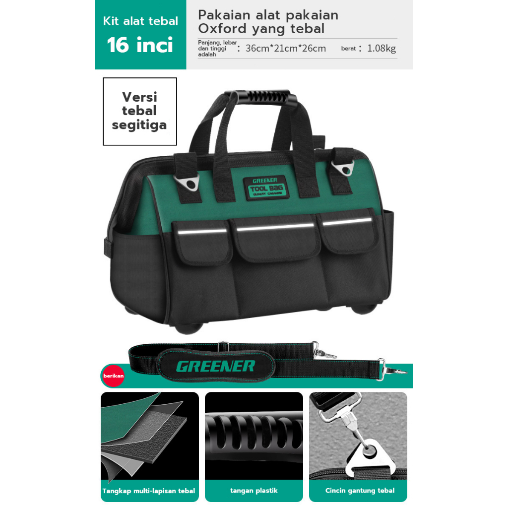 Jual GREENER Tool Bag PRO EDITION 13-16 Inch Tebal - Tas Alat Perkakas ...