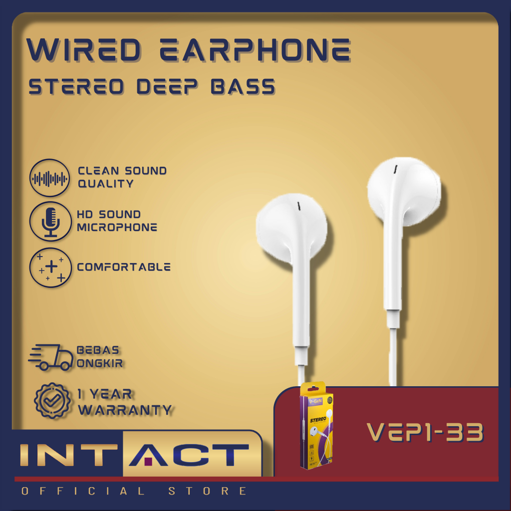 Jual Handsfree V-GeN VEP1-33 Wired Earphone Headset Stereo Sound VGEN | Shopee Indonesia
